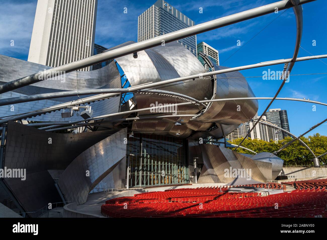 Jay Pritzker Pavilion, designed by architect Frank Gehry, this ...