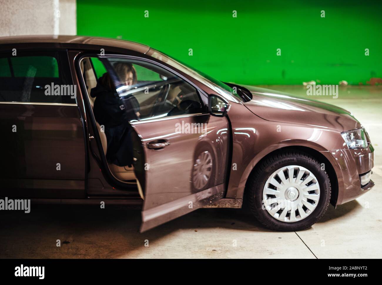 Strasbourg, France - Dec 21, 2016: Side view of luxury Skoda Octavia ...