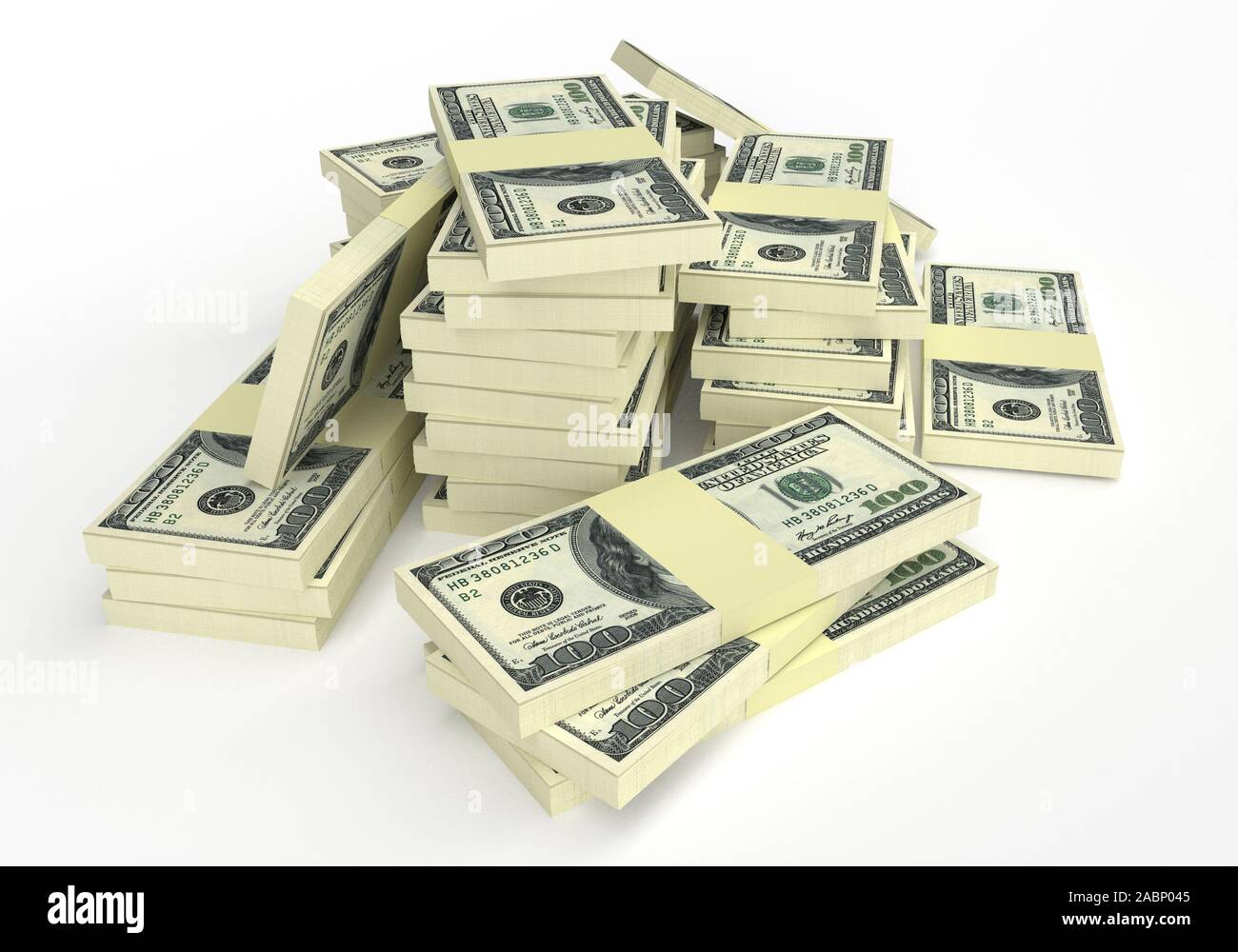 Big money stacks from dollars isolated on white. Business and finance ...
