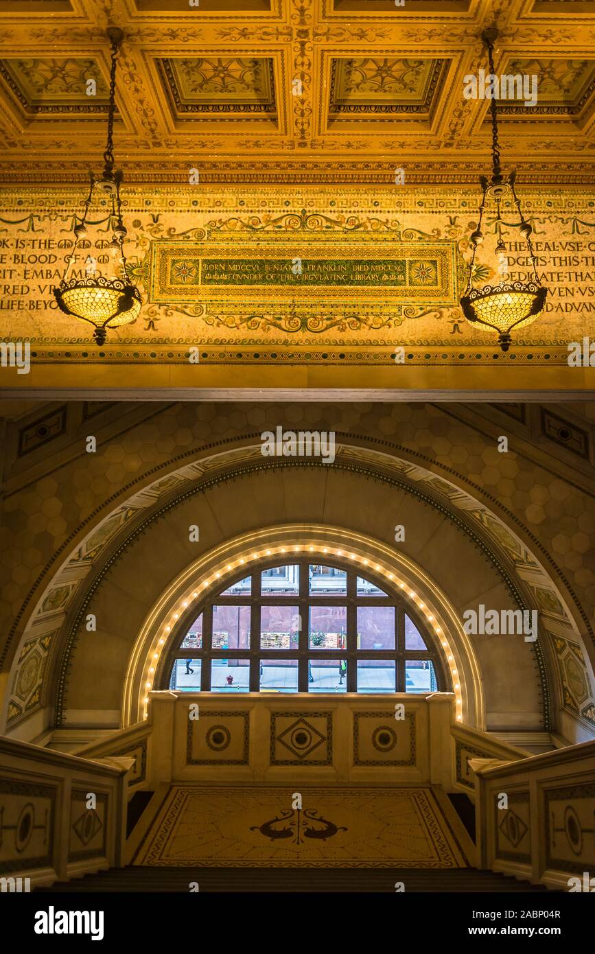 Chicago Cultural Center, a landmark building opened in 1897, Chicago ...