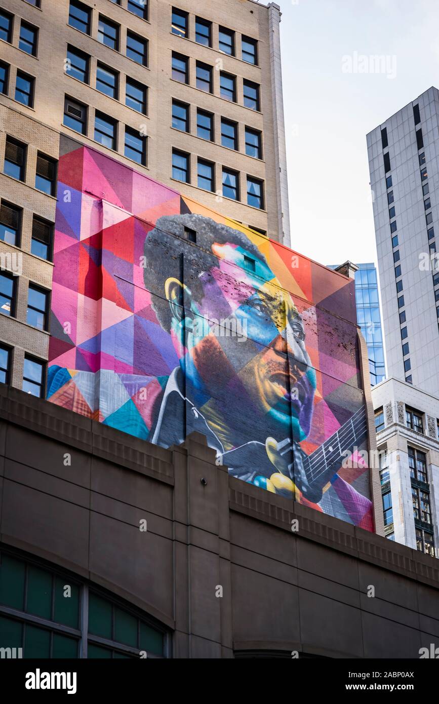 Muddy Waters Mural, The Loop, Chicago, Illinois, USA Stock Photo - Alamy