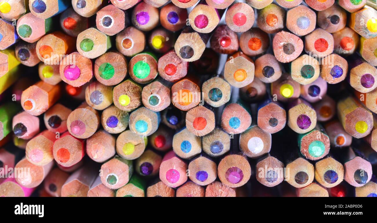 background of group of colored pencils at school Stock Photo - Alamy