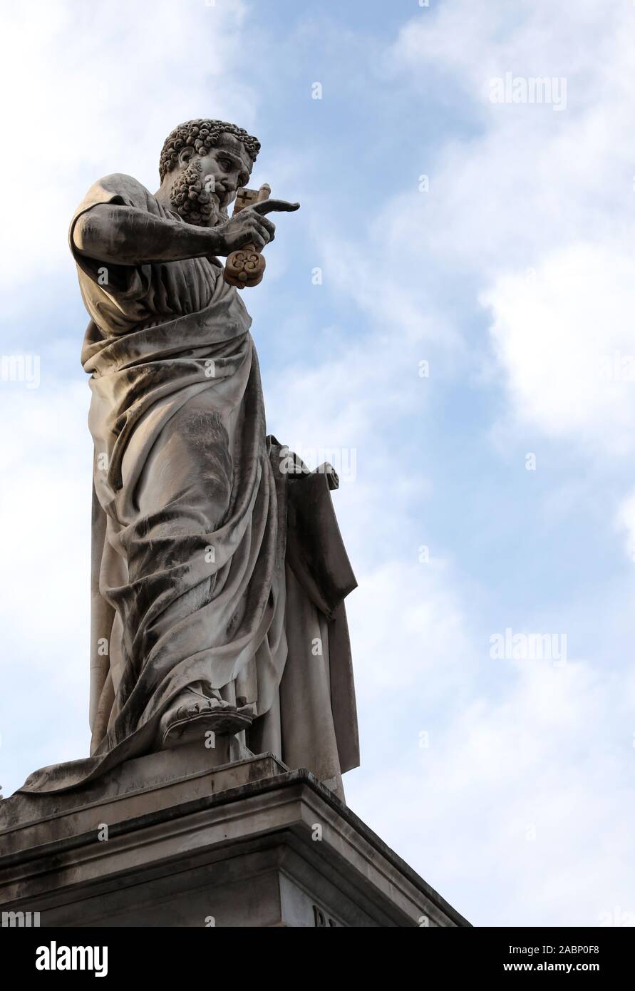 Statue of Saint Peter with Keys of Heaven in Vatican City near Rome ...