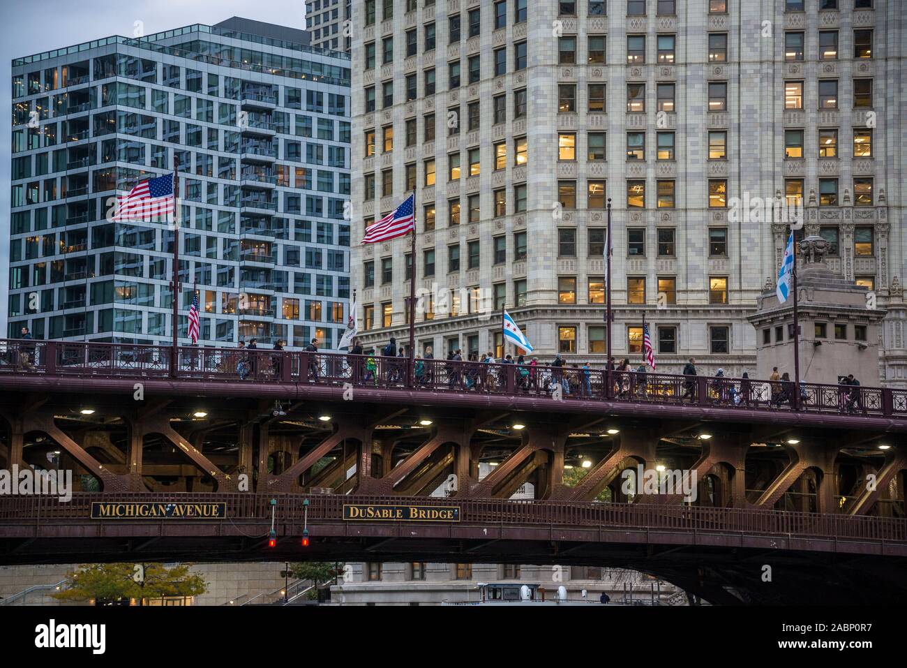 Michigan Avenue - DuSable Bridge, Chicago, Illinois, USA Stock Photo ...