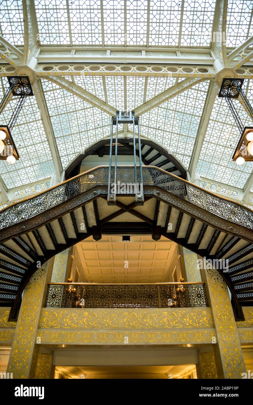 Wrought iron staircase at the Rookery Building, a Chicago landmark ...