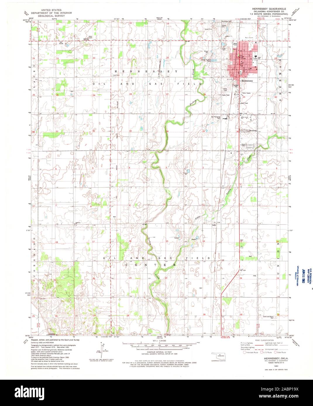 Map of hennessey oklahoma hi-res stock photography and images - Alamy