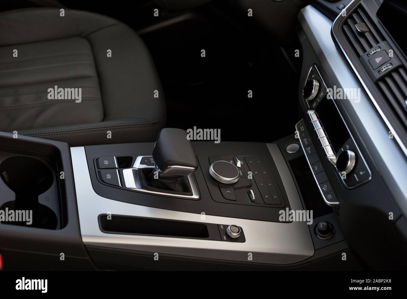 Interior of new modern car with automatic transmission. Modern ...