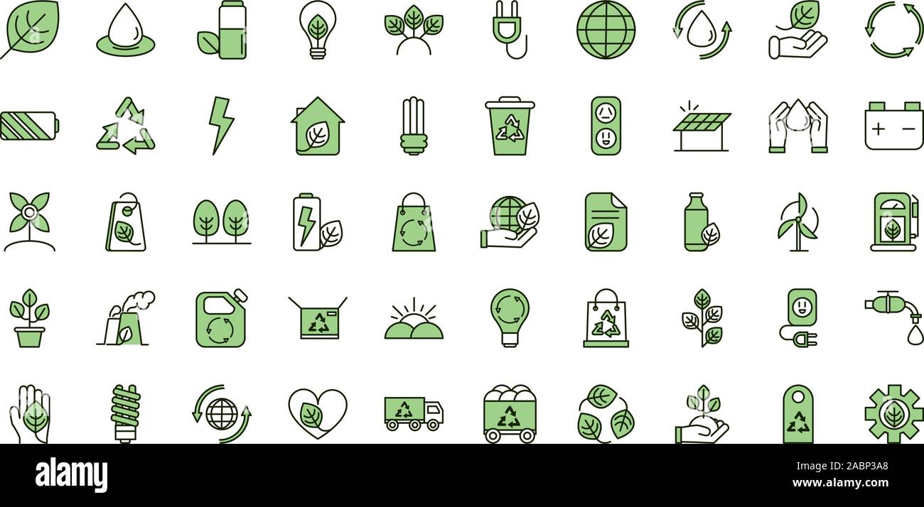 environment ecology icons collection line and fill vector illustration ...