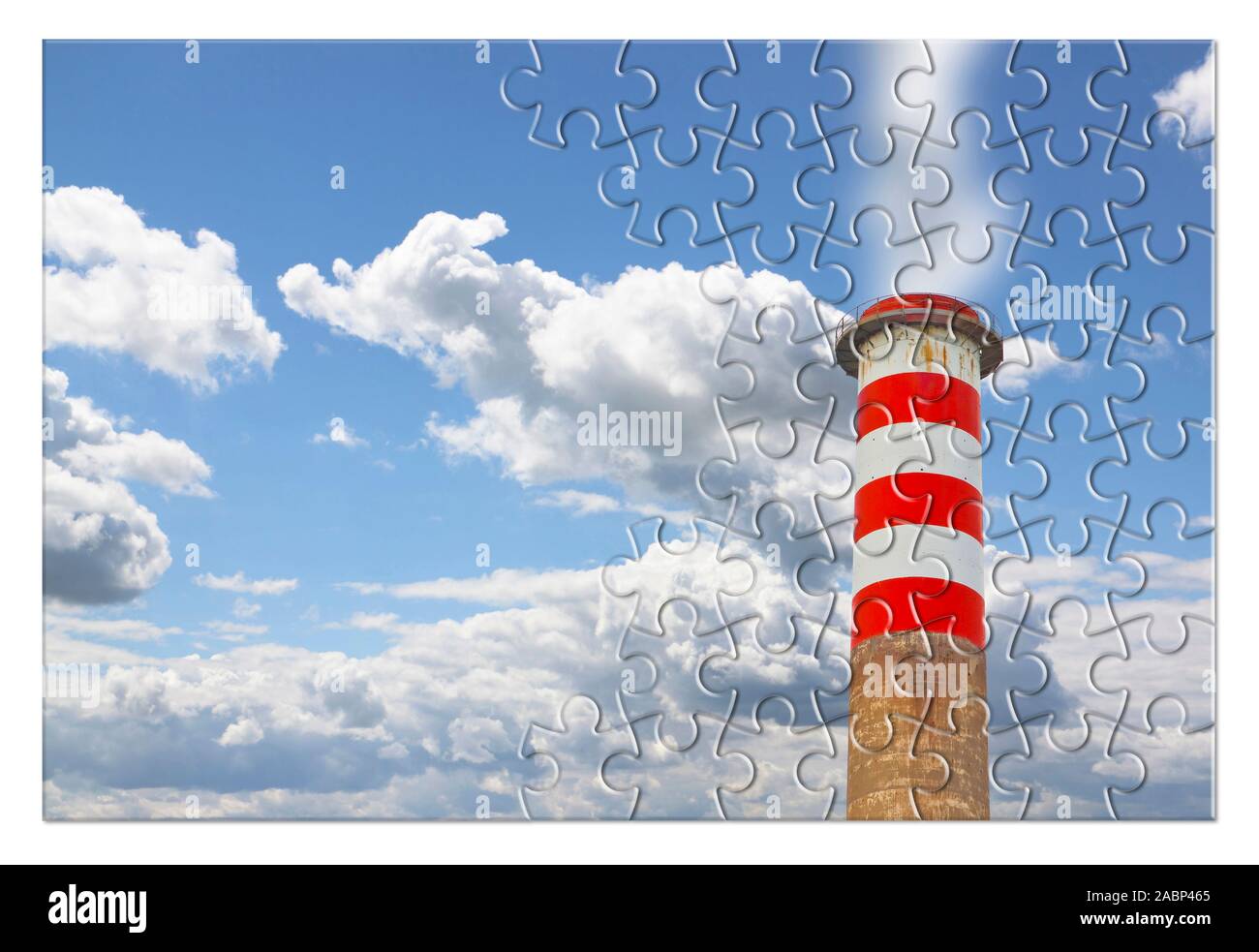 High concrete chimney emits Co2 into the atmosphere - concept image in ...