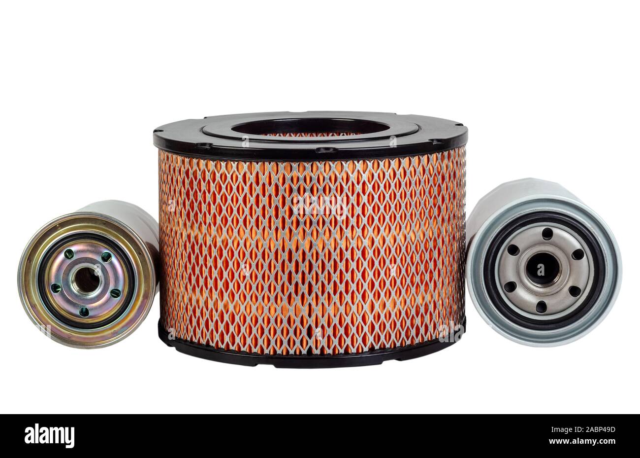 Car air fuel oil filter auto spare part isolated on white background ...