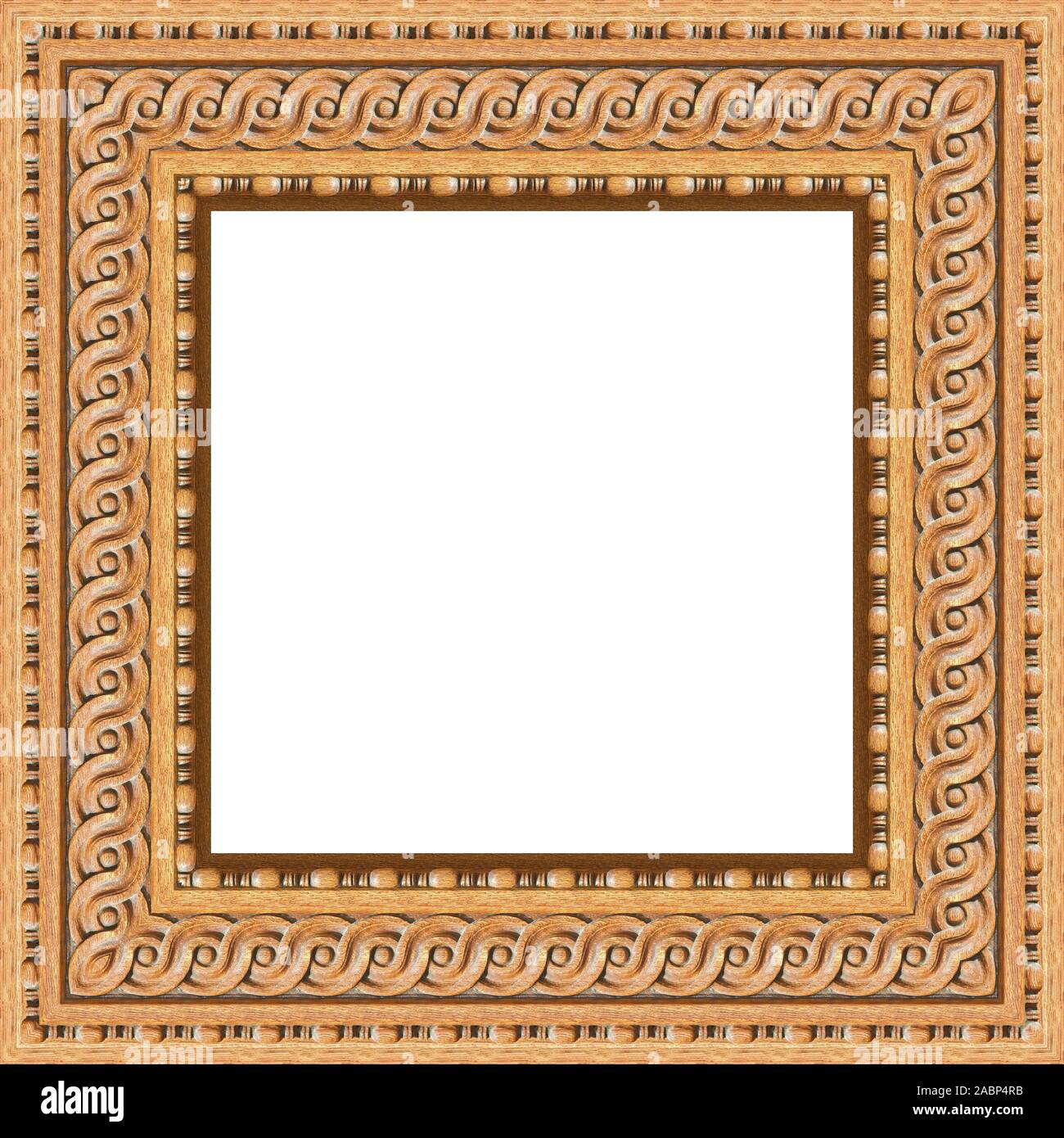 Old carved wooden frame with geometric and circular decorations shape ...