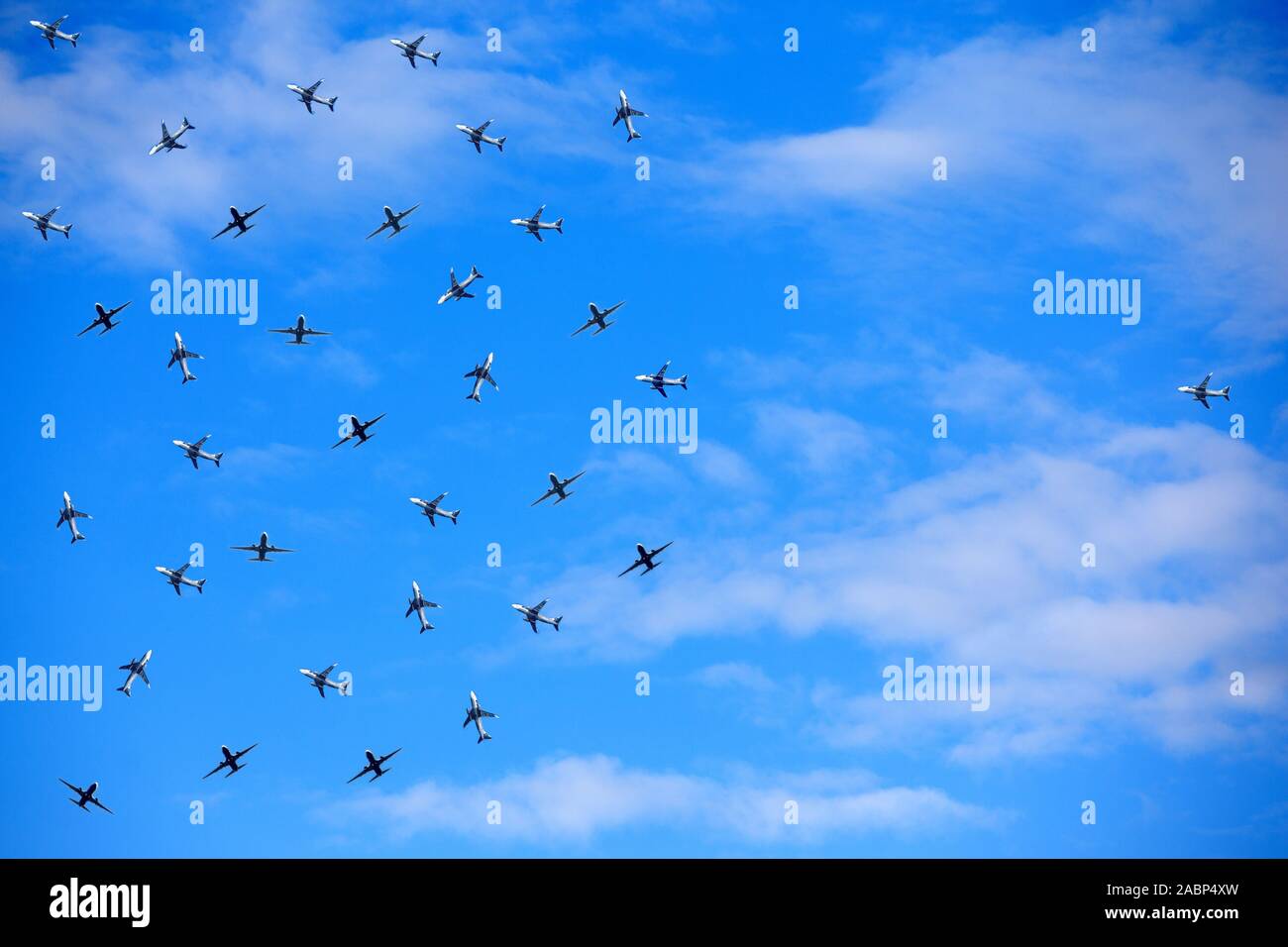 blue sky a lot of aircraft Stock Photo - Alamy