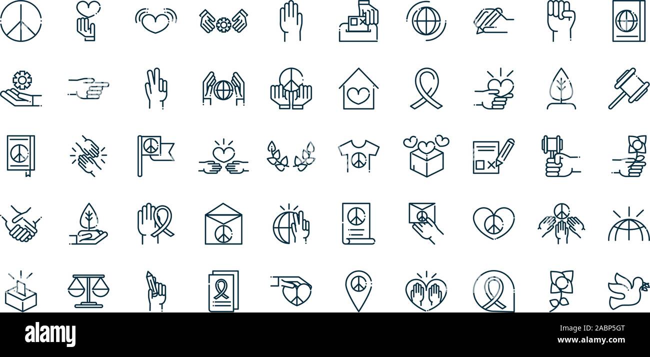 peace and human rights icons set line vector illustration Stock Vector ...