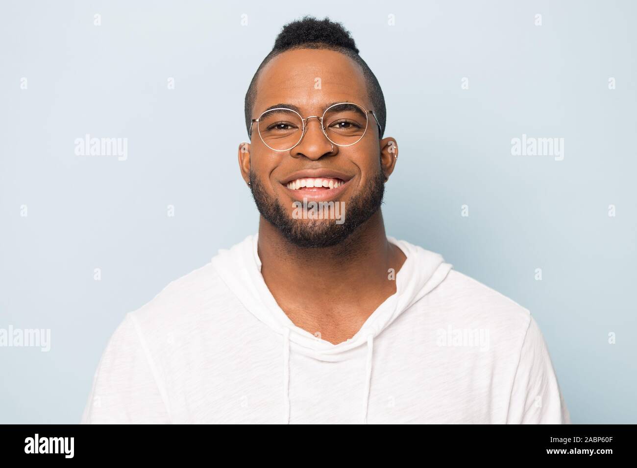 Black man model smile teeth hi-res stock photography and images - Alamy