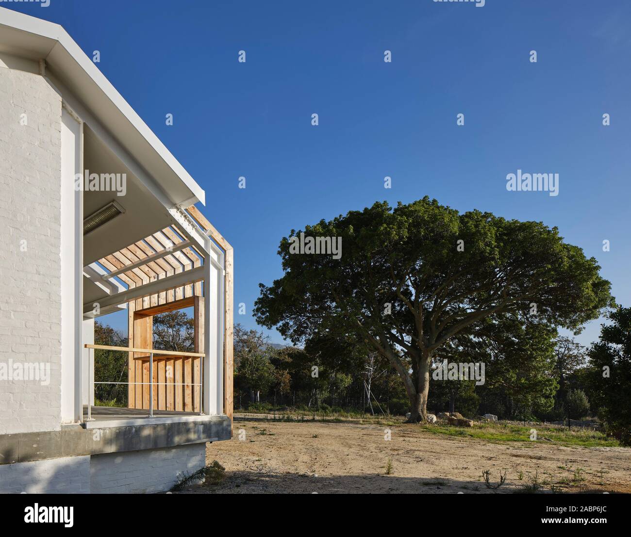 Oblique elevation with timber slat clad balcony. SAN Parks Tokai ...