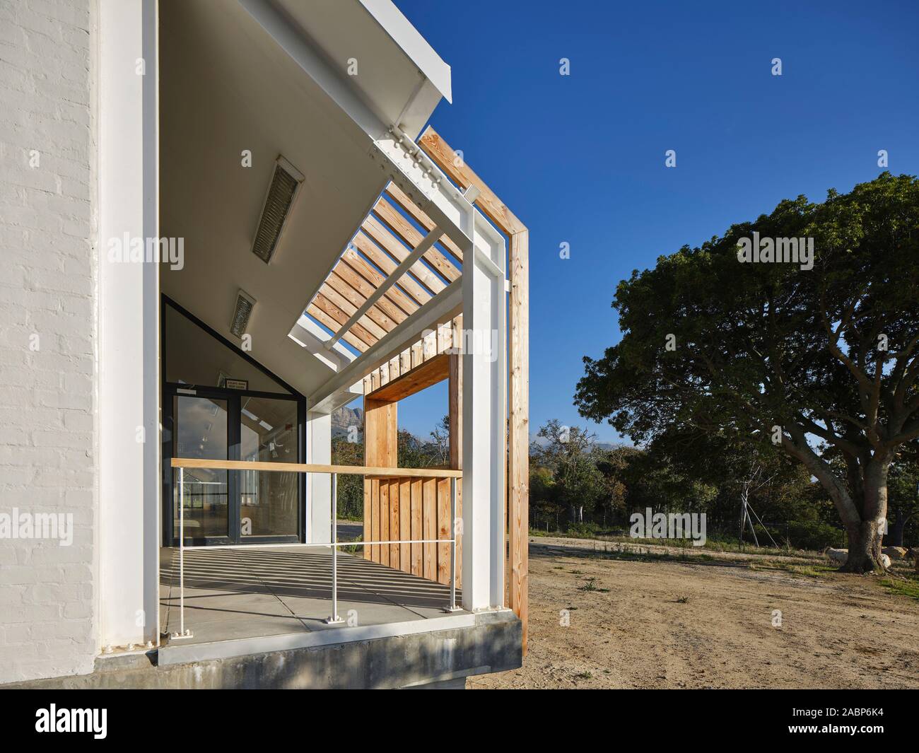 Side elevation with timber slat clad balcony. SAN Parks Tokai Offices ...