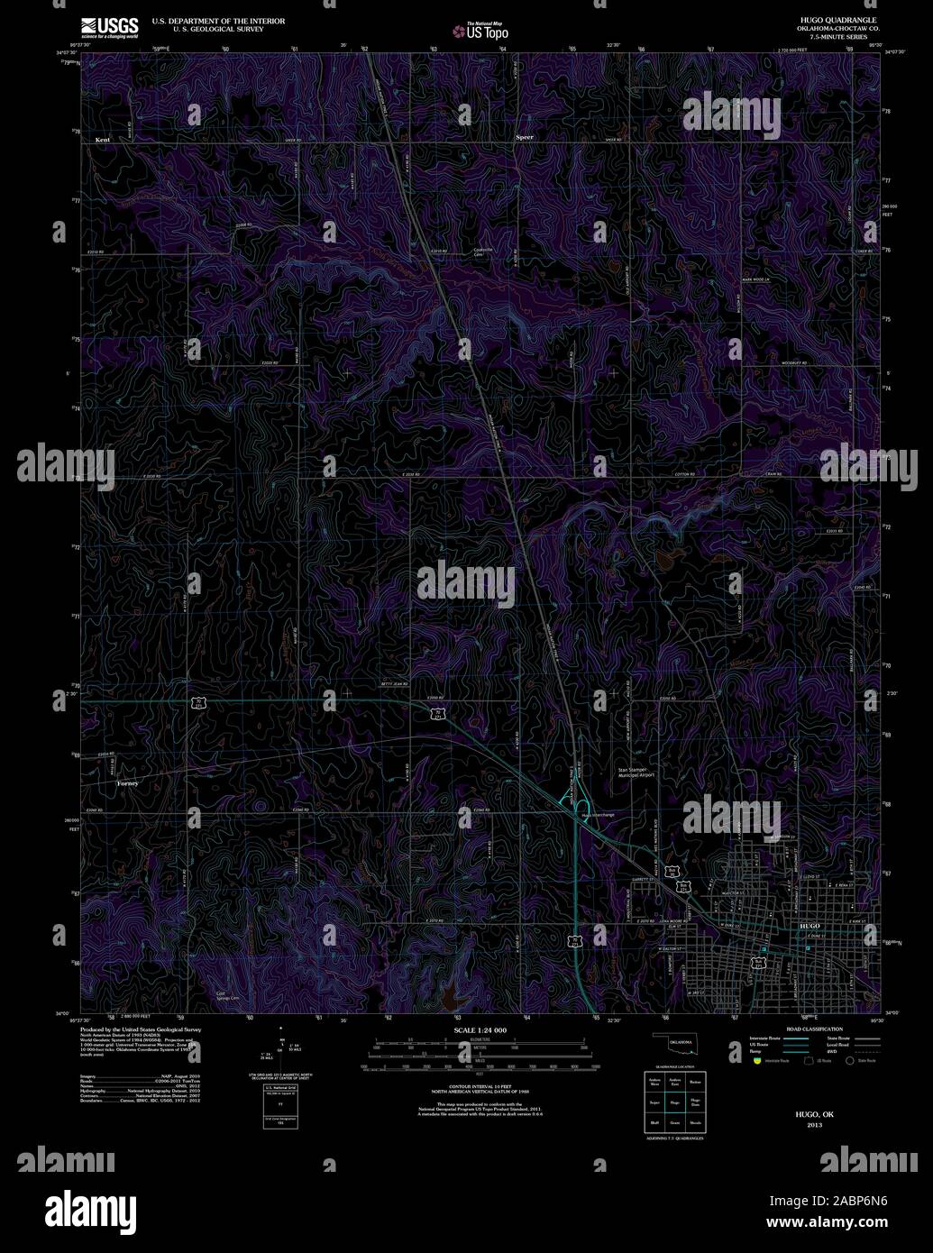 Map of hugo oklahoma hi-res stock photography and images - Alamy