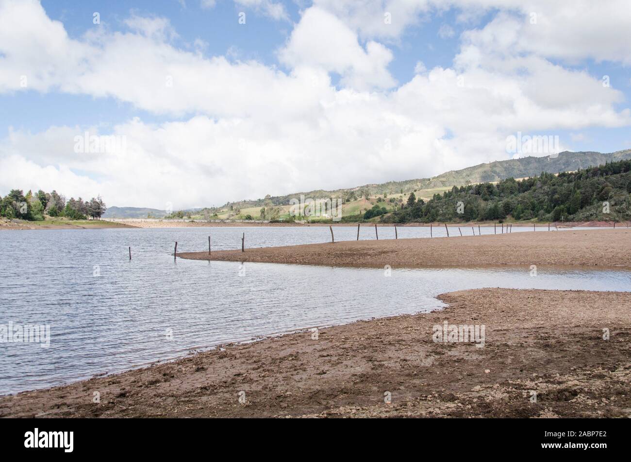 Colombian Andean landscape, water reserve "La Regadera", in Usme ...