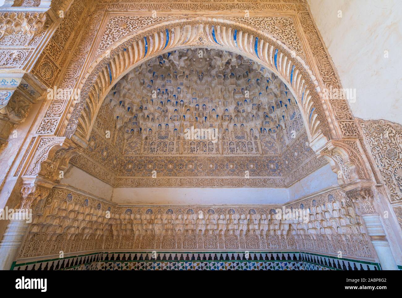Finely decorated vault in the Alhambra Palace in Granada. Andalusia ...