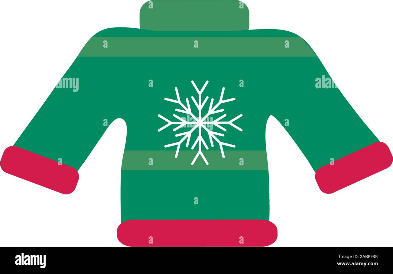 green ugly sweater snowflake decoration happy christmas icon vector ...