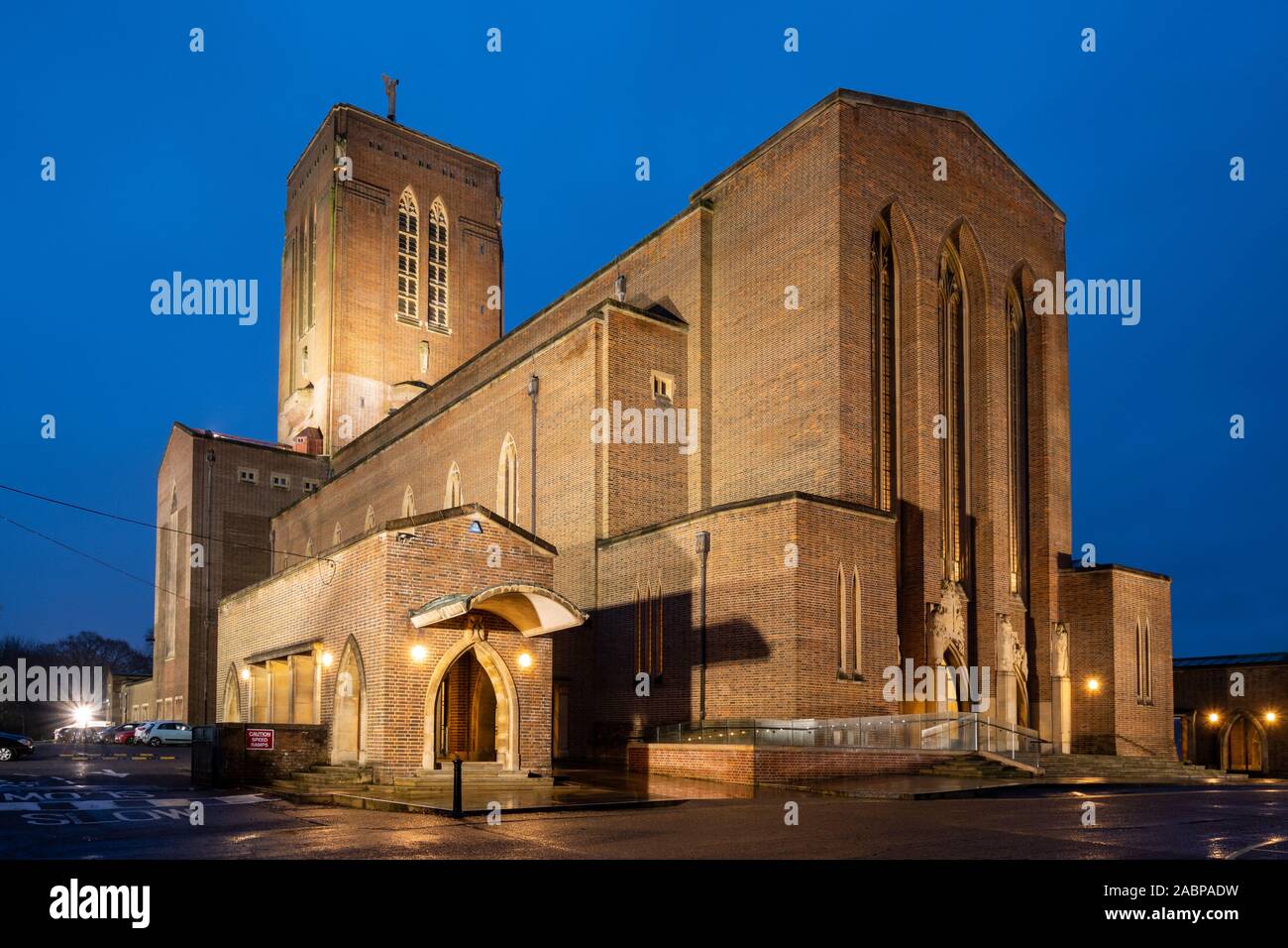 Guildford Cathedral at night, Surrey, UK Stock Photo - Alamy