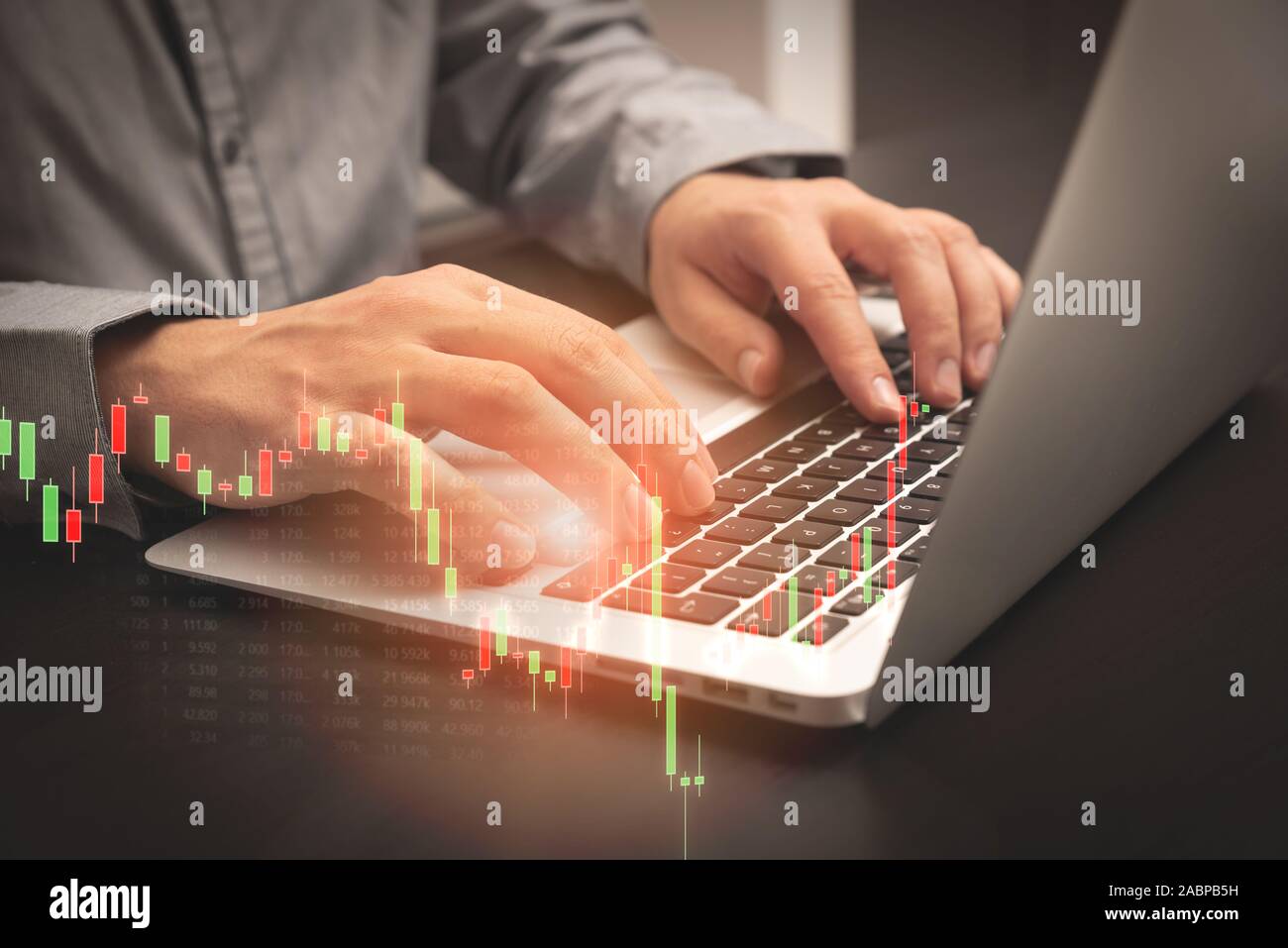 Investor, broker working with laptop. Money investment concept Stock ...