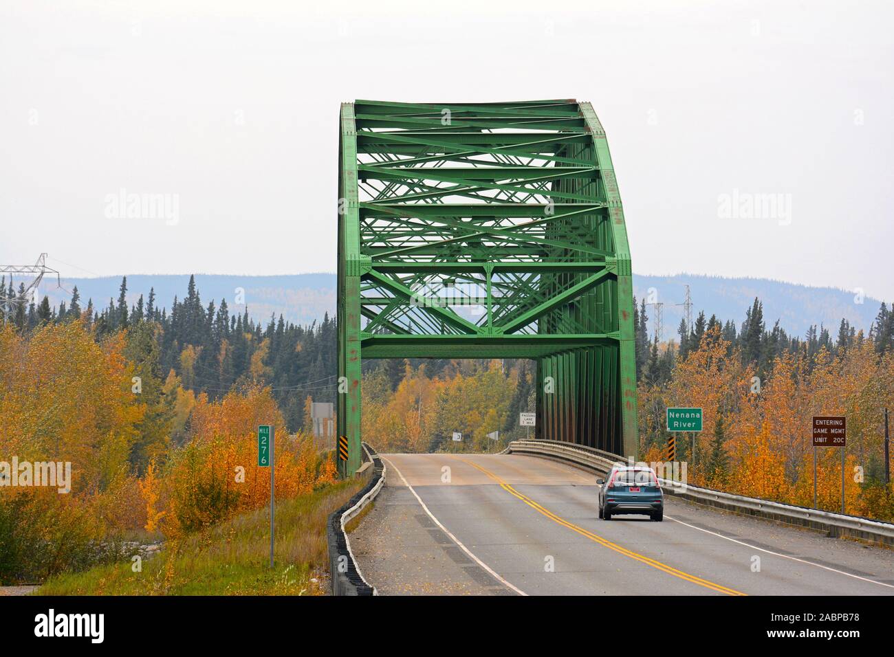 Car over Nenana river bridge, Alaska, USA Stock Photo - Alamy