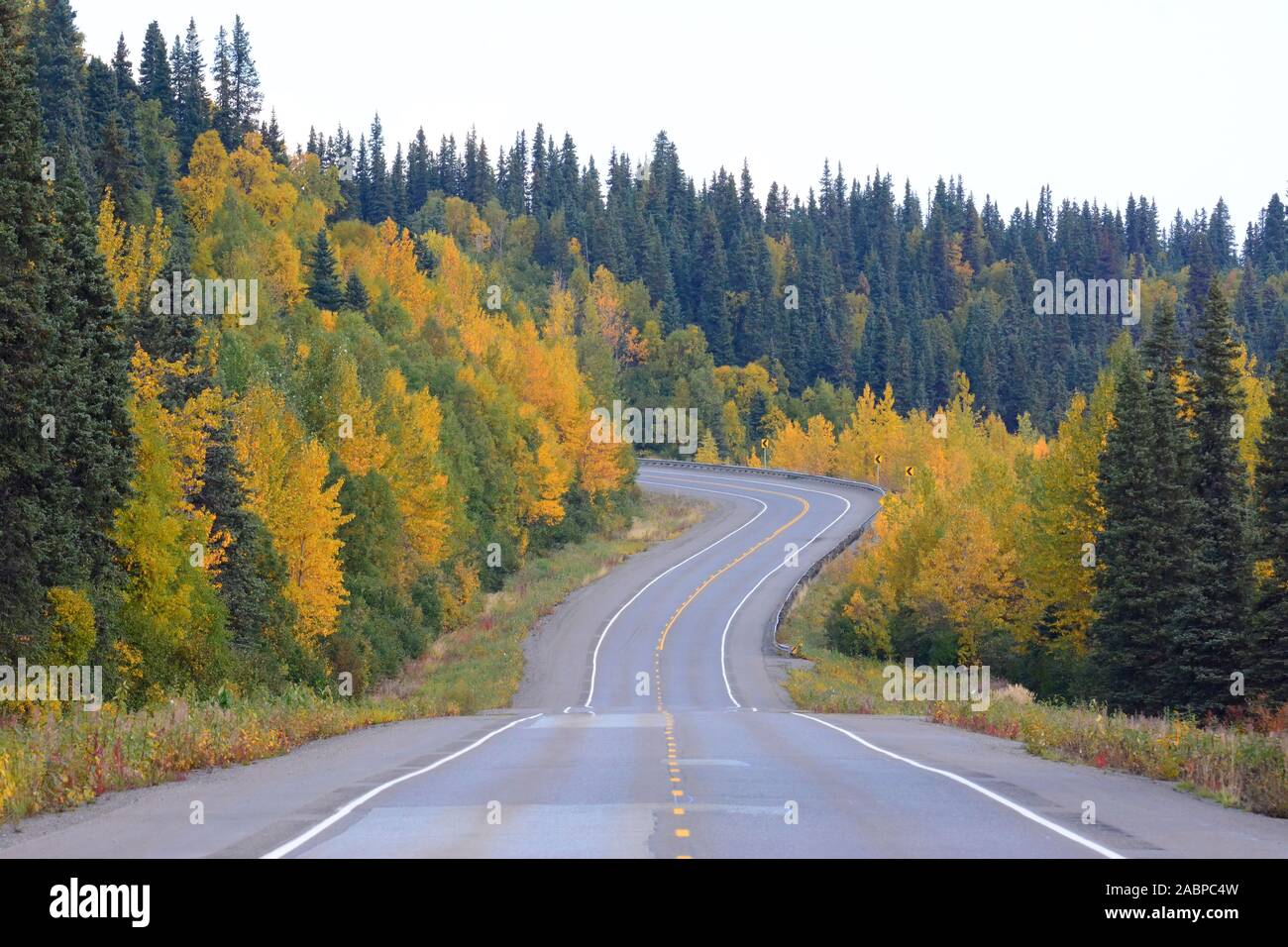 Alaska road in the Autumn, USA Stock Photo - Alamy