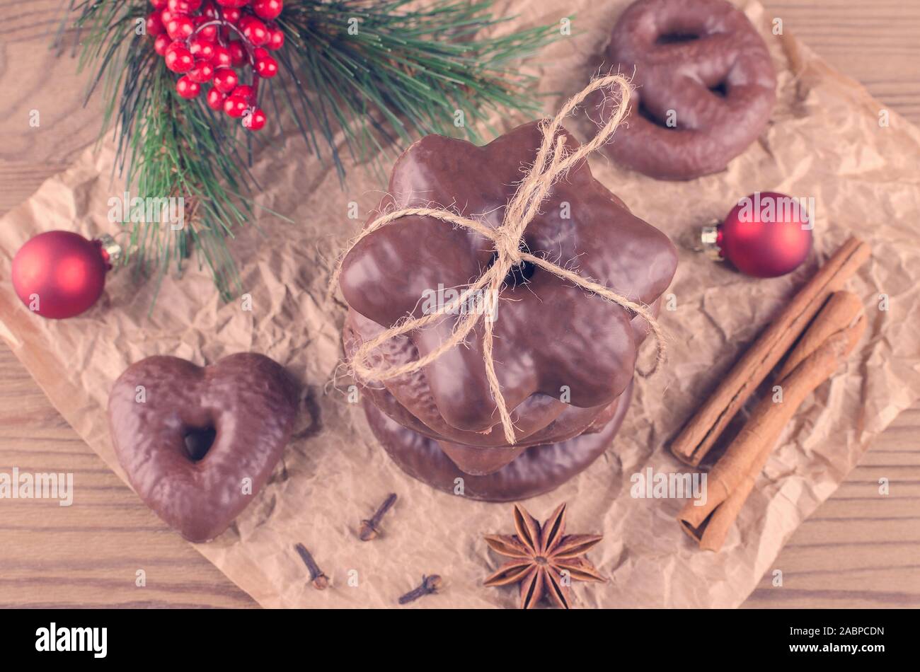 traditional german christmas chocolate cookies lebkuchen with ...