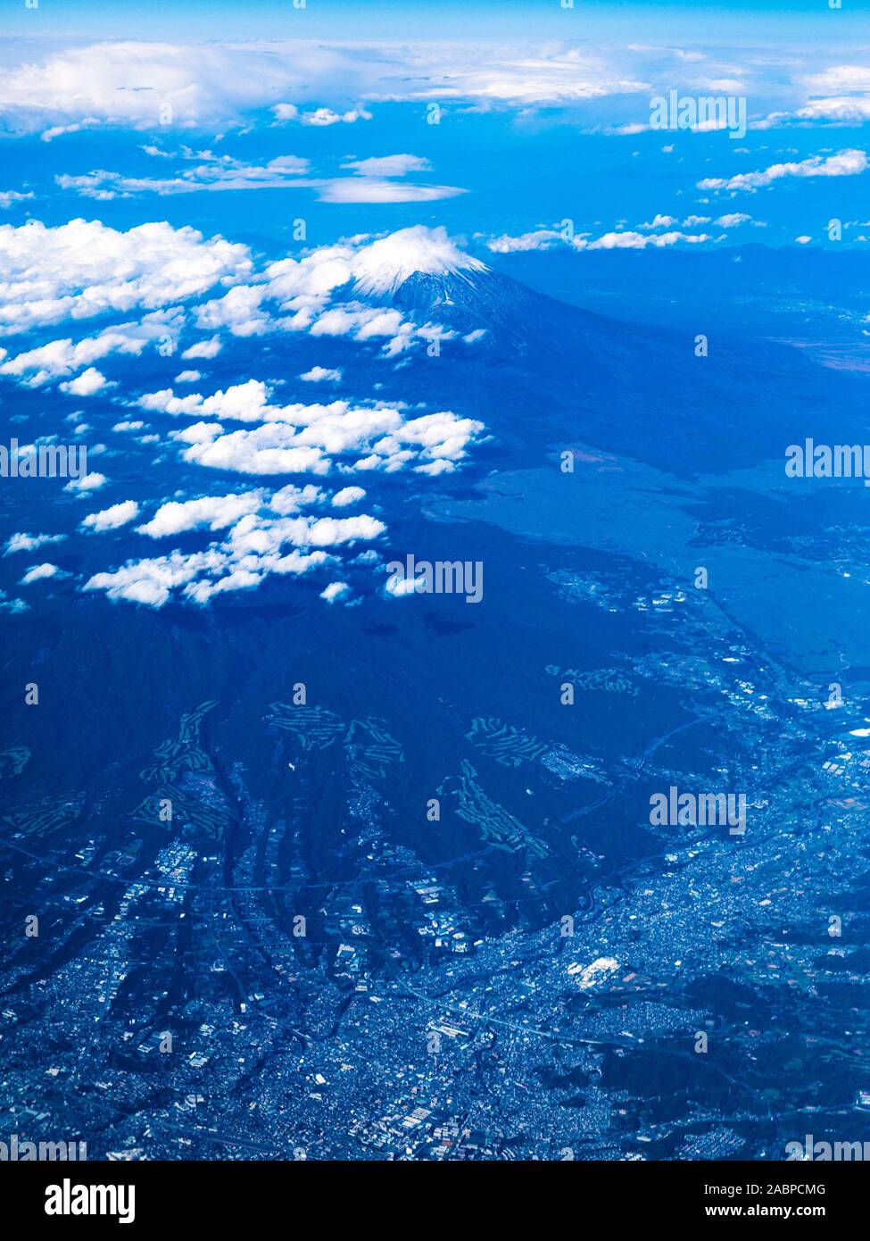 Mount Fuji and Gotemba City, aerial view Stock Photo - Alamy