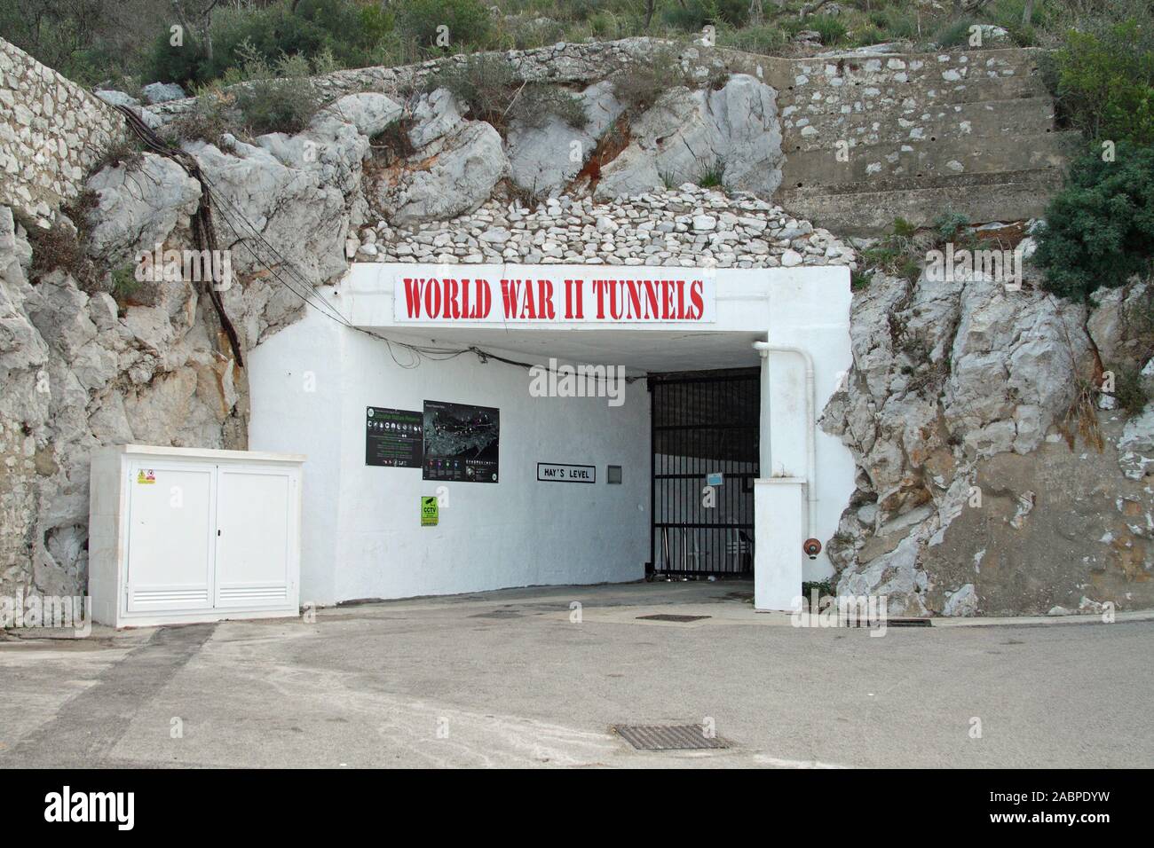 Entrance to the World War II Tunnels, Willis's Road, Rock of Gibraltar ...