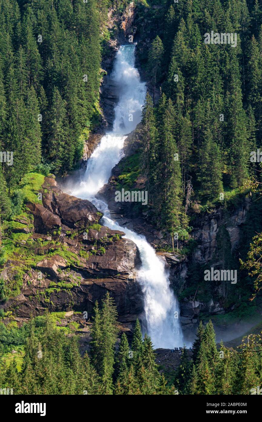Picturesque Krimml waterfall in the High Tauern National Park along ...