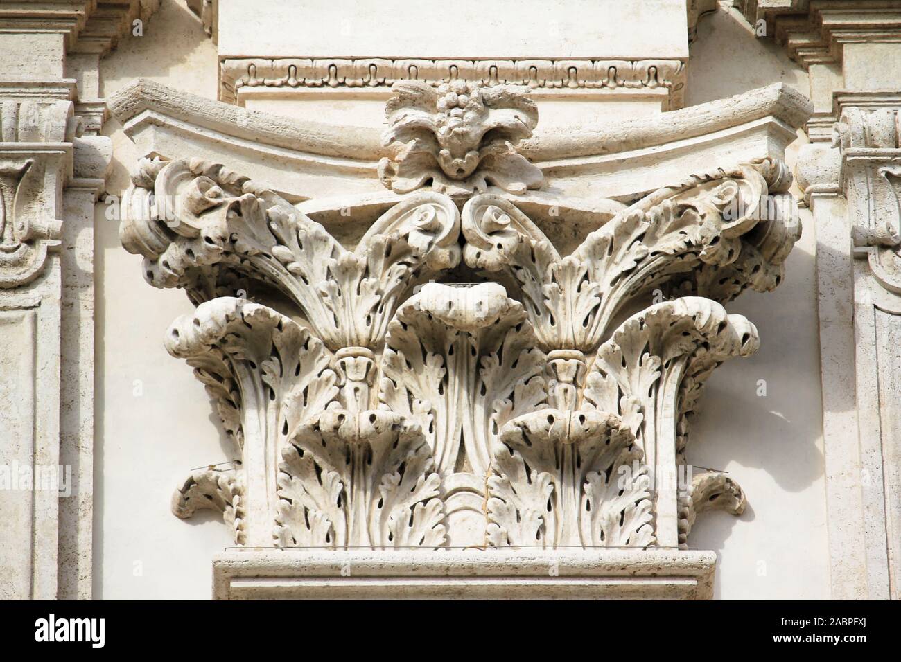 Vintage antique decorative classic white building facade Stock Photo ...