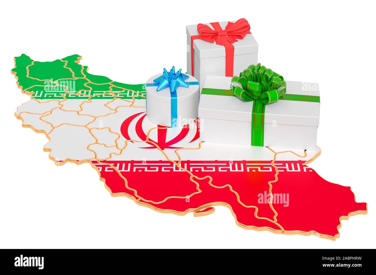 Gift boxes on the Iranian map. Christmas and New Year holidays in Iran ...