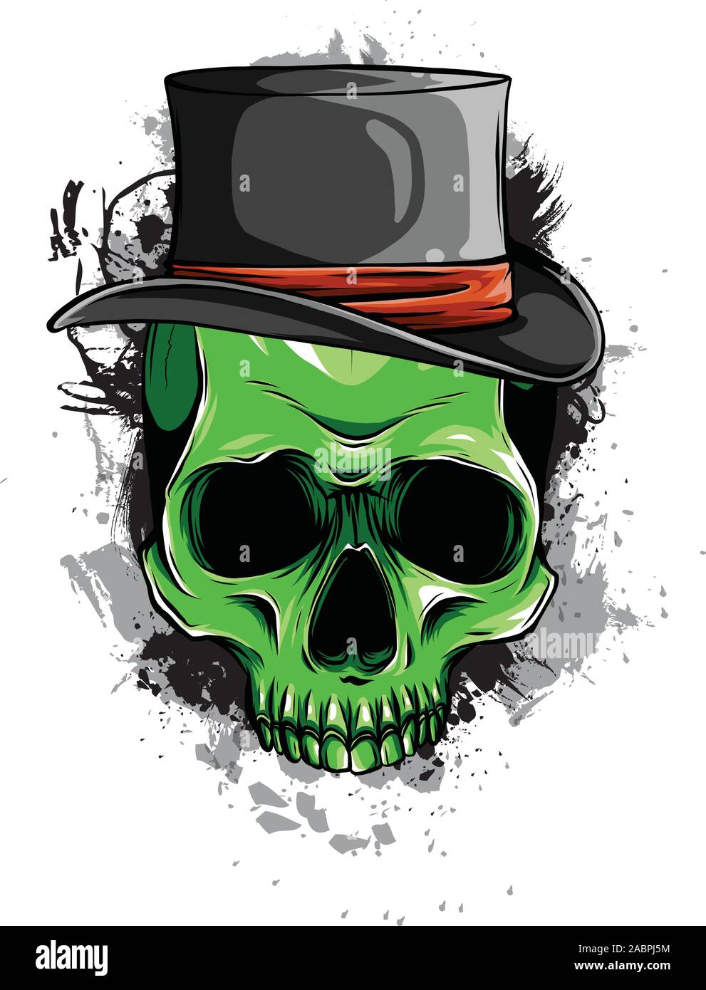 Vector skull pimp with hat illustration on white background Stock ...