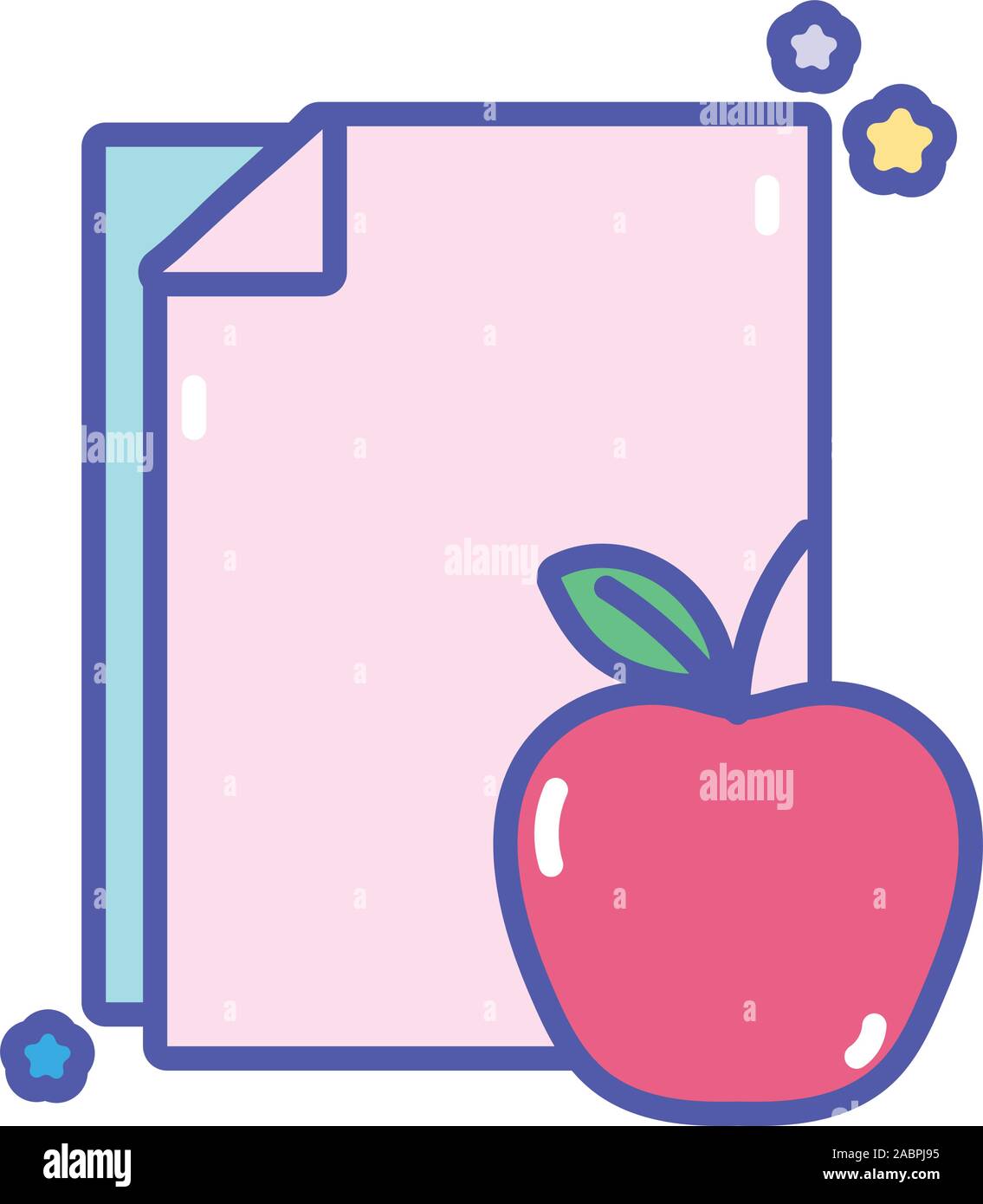 back to school education papers and apple vector illustration Stock ...