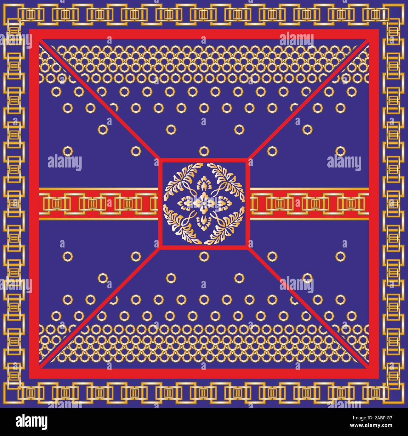 Ornamental chain pattern. Colorful flowers background, Shawl, bandana ...