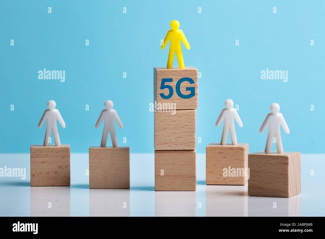 Human Figure Over Stack Of Blocks With 5g Text Showing Comparison Of ...