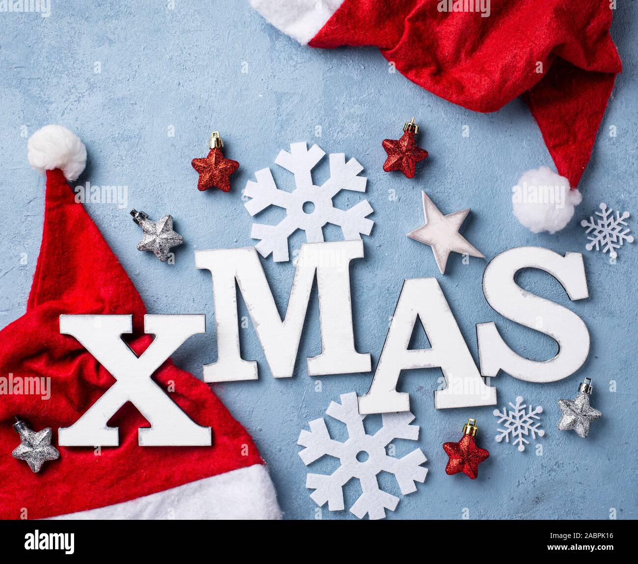 Christmas background with letters XMAS Stock Photo - Alamy