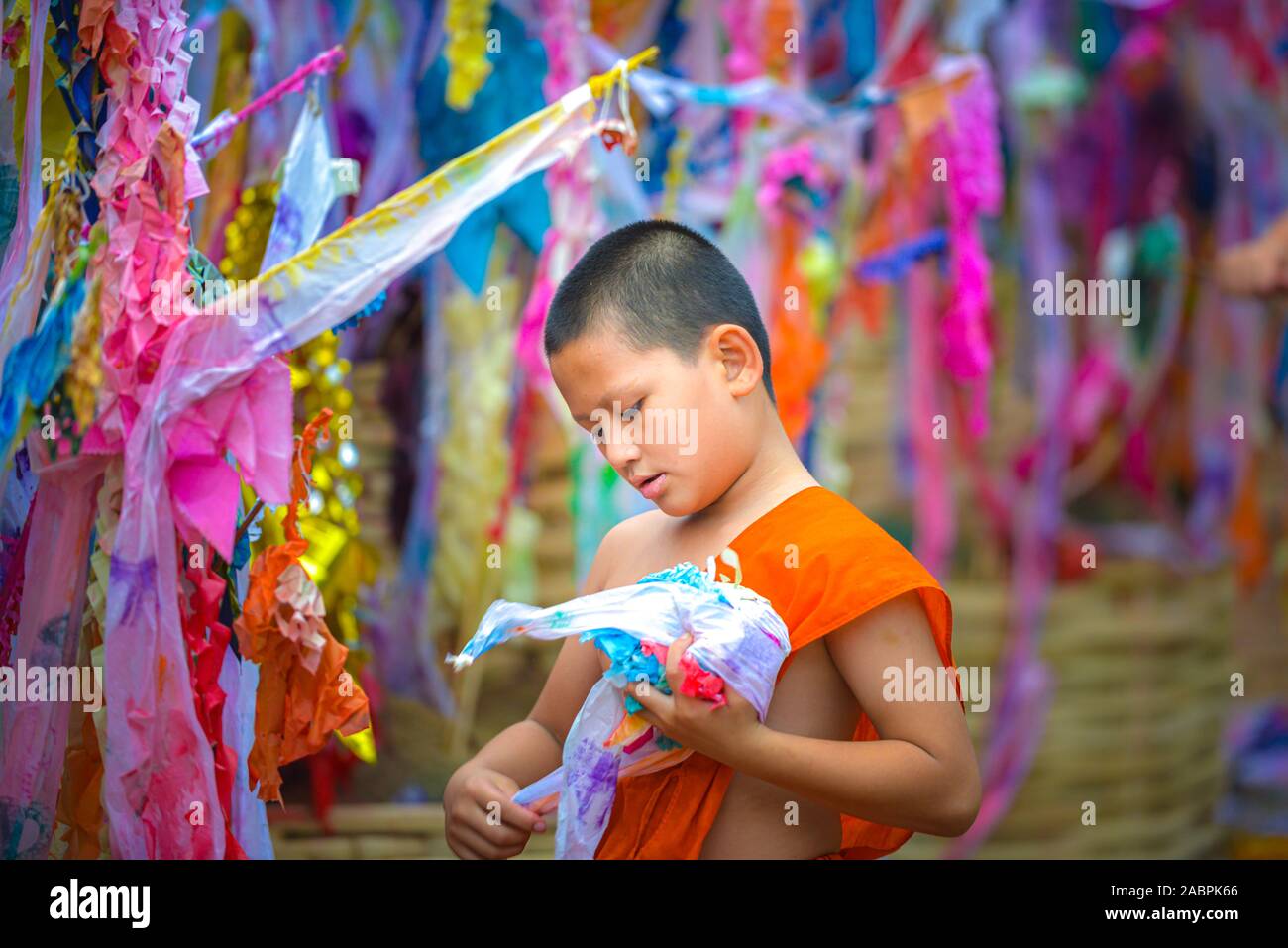 Chiang Mai, Thailand. April 17, 2018: Wat Lok Moli, unidentified Young ...