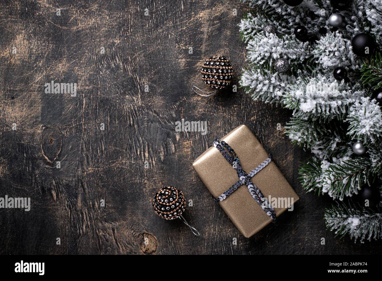 Christmas gift box on dark background Stock Photo - Alamy
