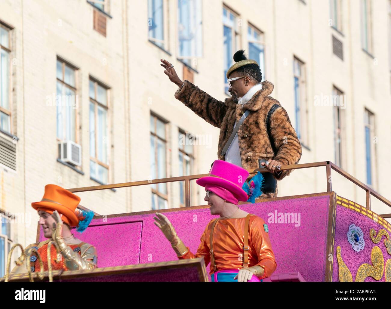 New York, NY - November 28, 2019: Billy Porter rides float Rexy in the ...