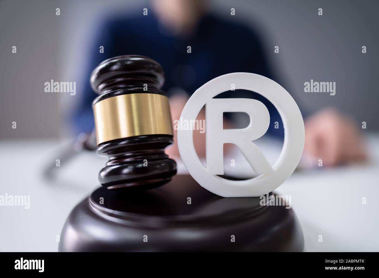 Close-up Of Judge Striking Mallet On Trademark Copyright Symbol Stock ...