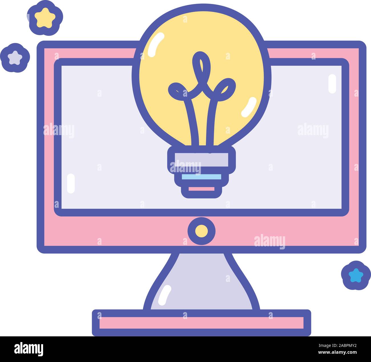back to school computer monitor bulb idea vector illustration Stock ...