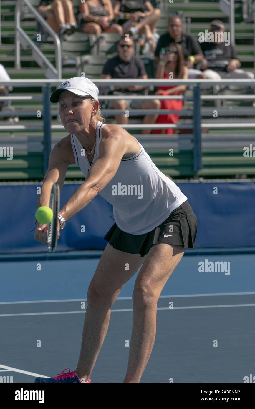 Rennae Stubbs playing in the Chris Evert Pro-Celebrity Tennis ...