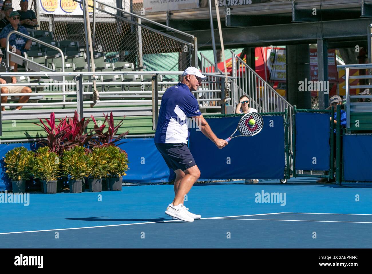 Luke Jensen playing in the Chris Evert Pro-Celebrity Tennis Tournament ...