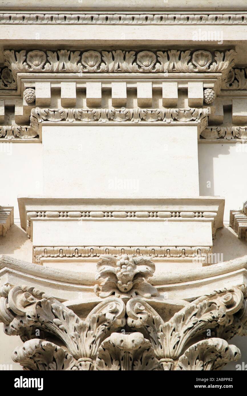 Vintage antique decorative classic white building facade Stock Photo ...