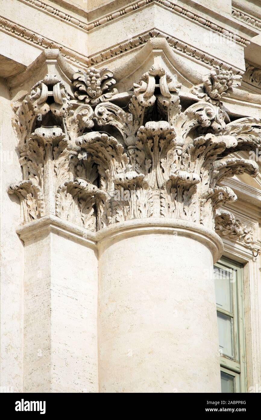 Vintage antique decorative classic white building facade Stock Photo ...