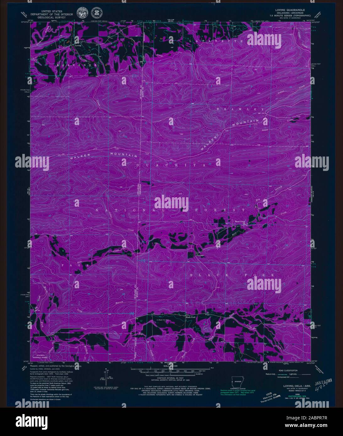 USGS TOPO Map Oklahoma OK Loving 800921 1958 24000 Inverted Restoration ...