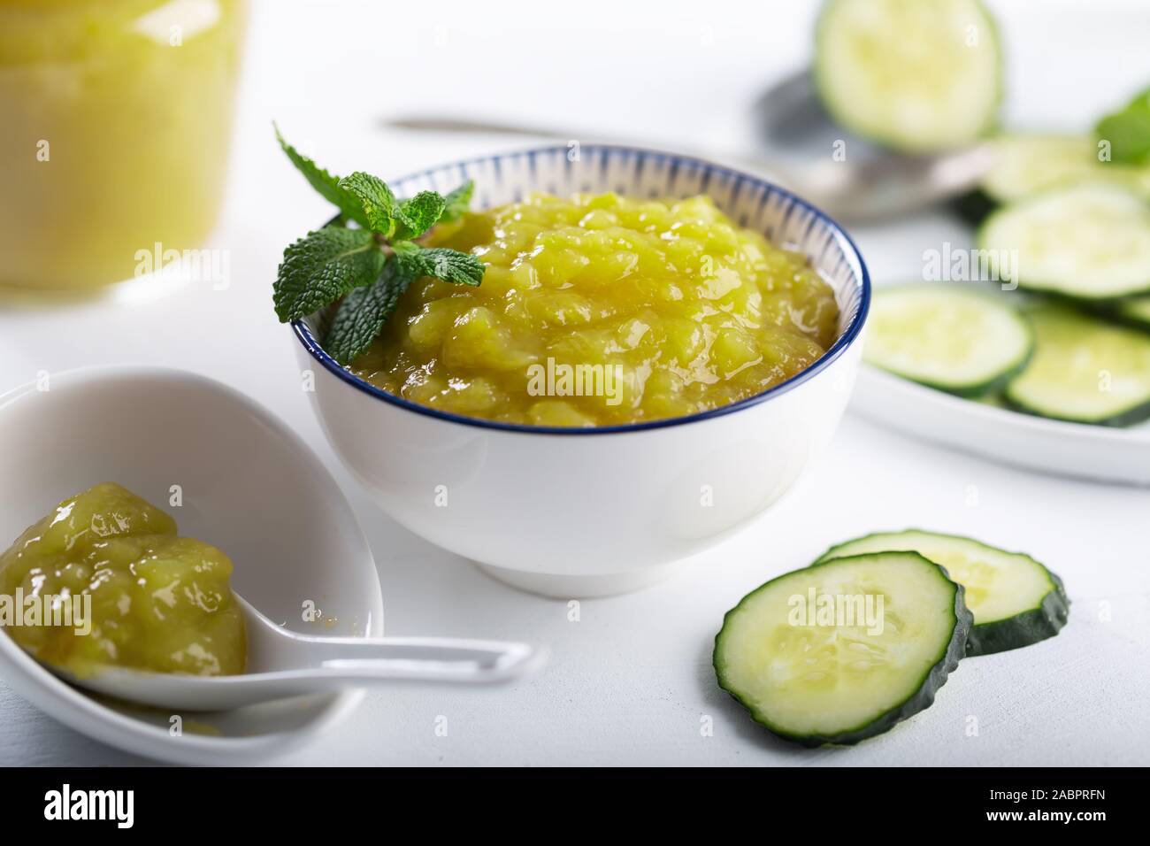 A delicious healthy breakfast with homemade cucumber jam and its ...